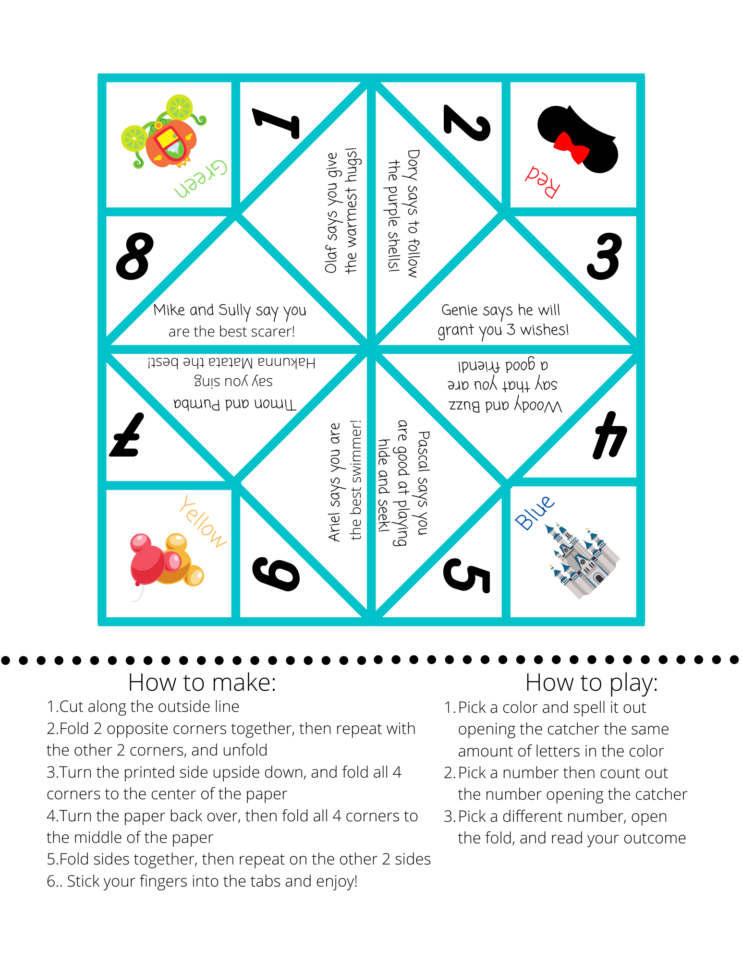 Disney Cootie Catcher FREE Printable