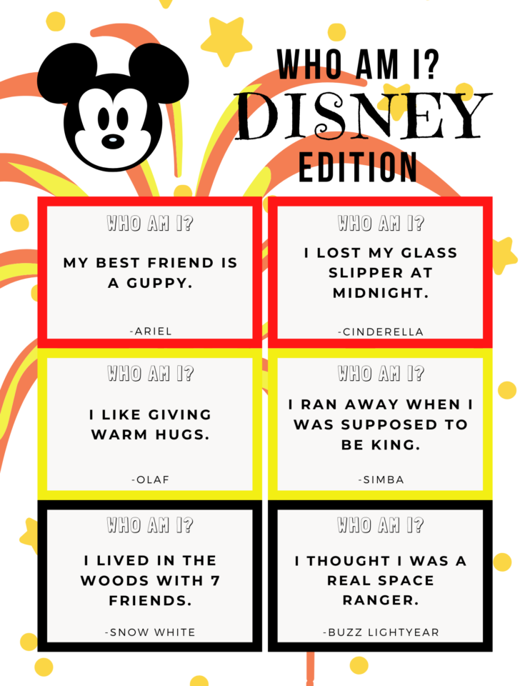 FREE Printable Disney Trivia Game: Who Am I?