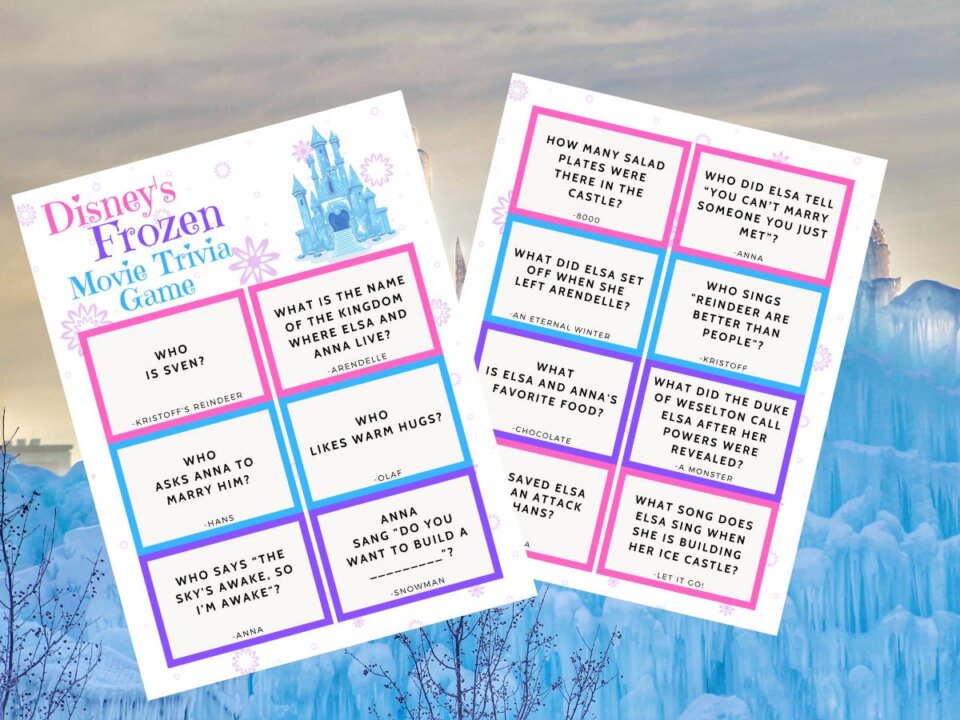 FREE Printable Disney Frozen Trivia Game for Kids