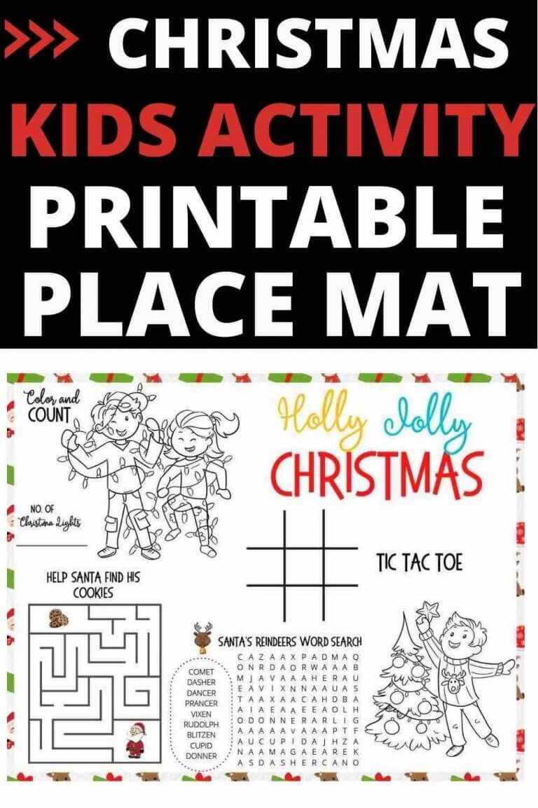 Free Printable Christmas Placemats to Color (2021) - Marcie in Mommyland