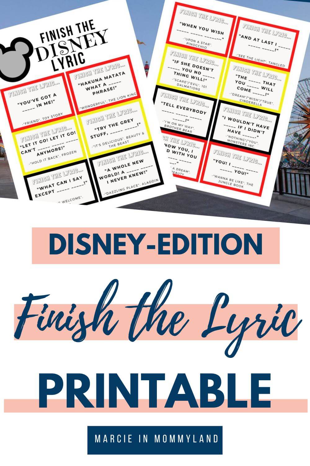 Finish the Lyrics Game Disney Edition + FREE Printable
