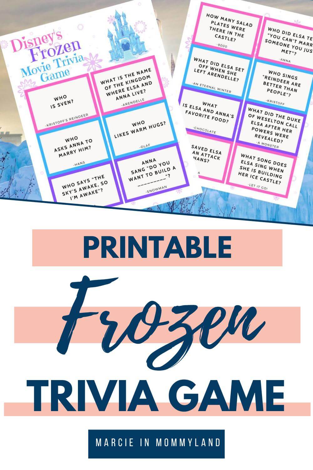 FREE Printable Disney Frozen Trivia Game for Kids