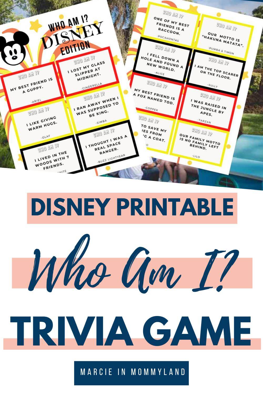 FREE Printable Disney Trivia Game: Who Am I?