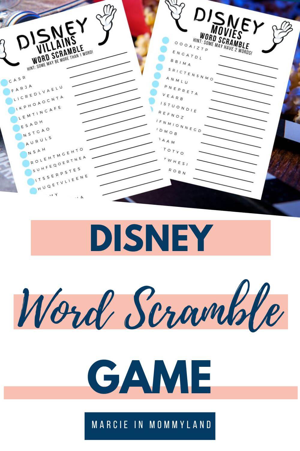FREE Disney Word Scramble Game