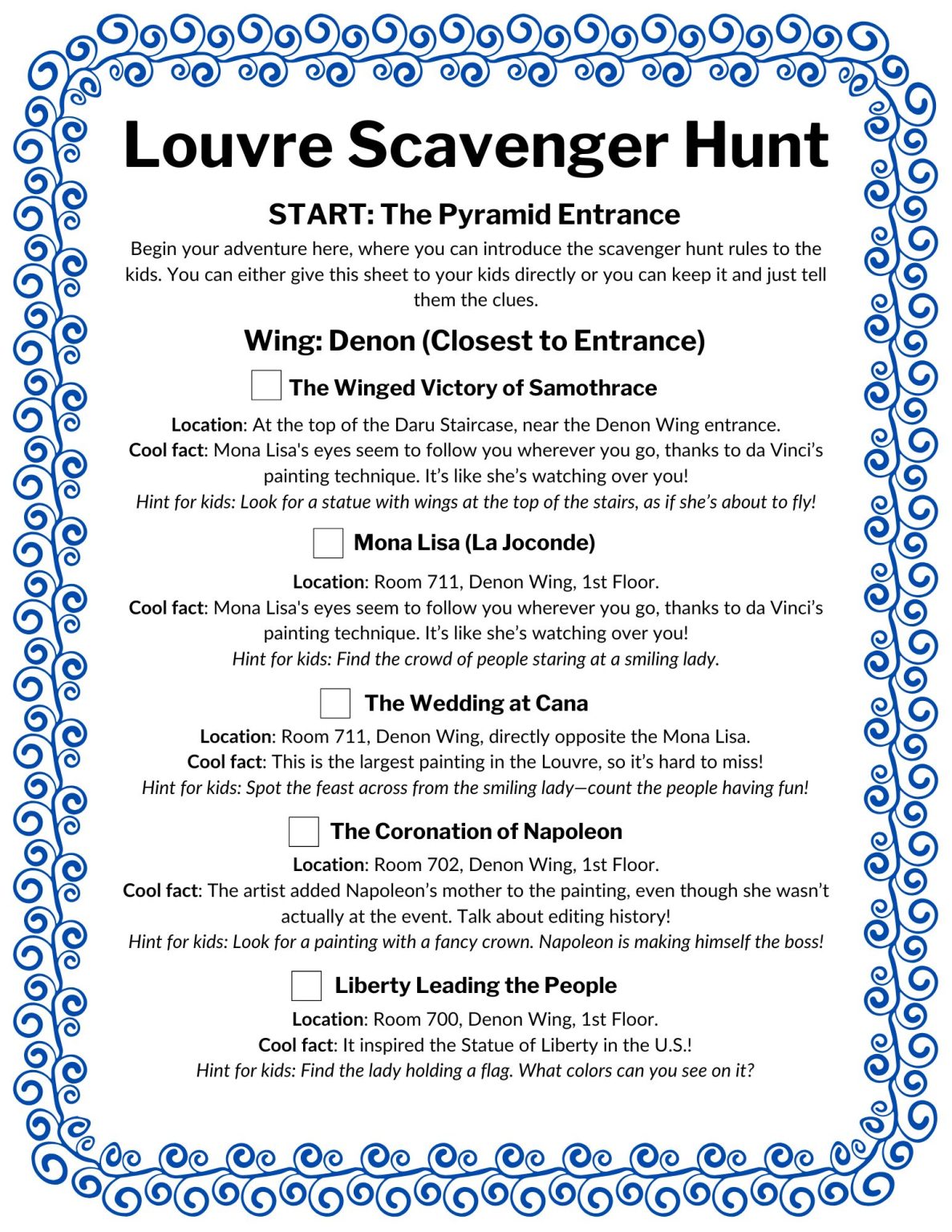 11 Paris Scavenger Hunt Printables for Kids