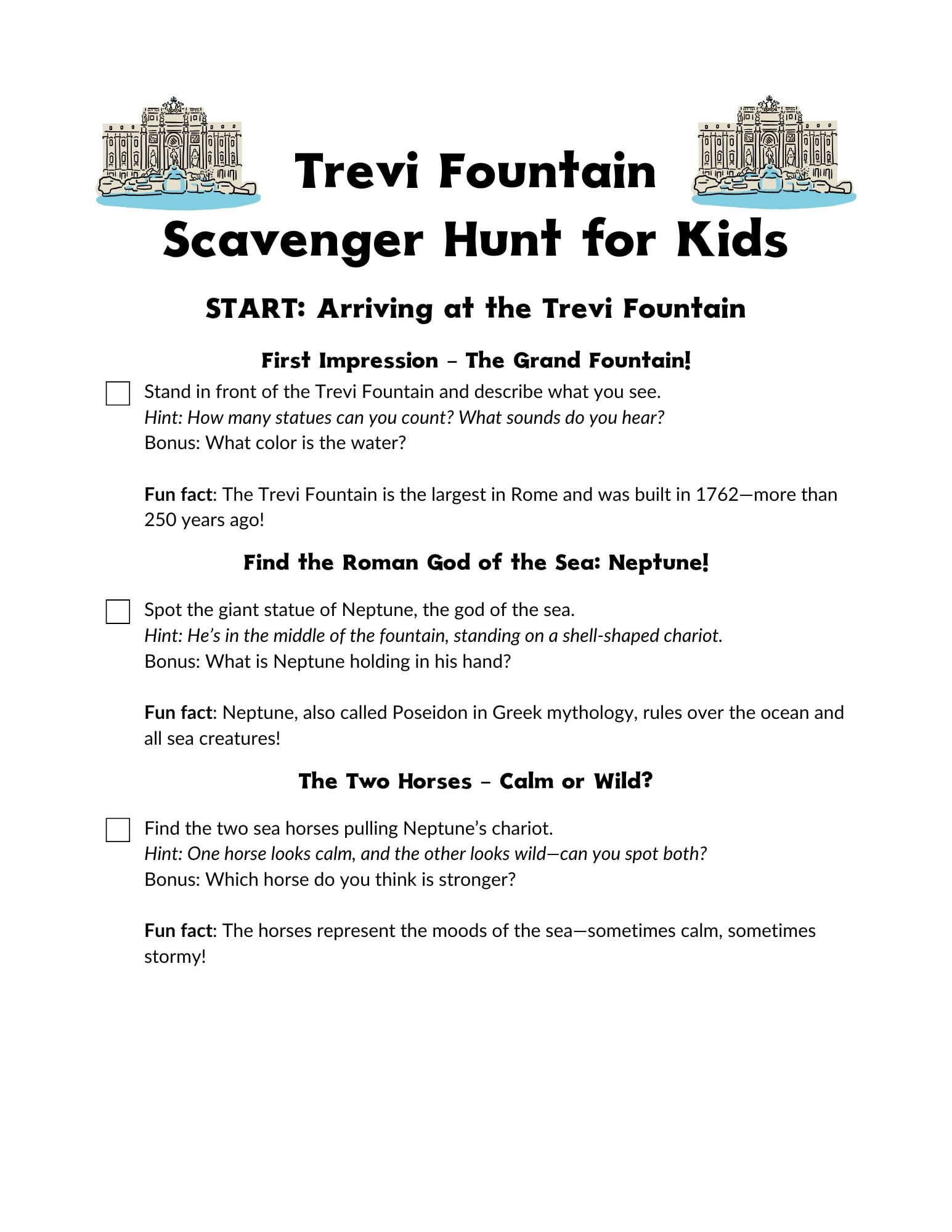 Rome with Kids: 7 Printable Scavenger Hunts